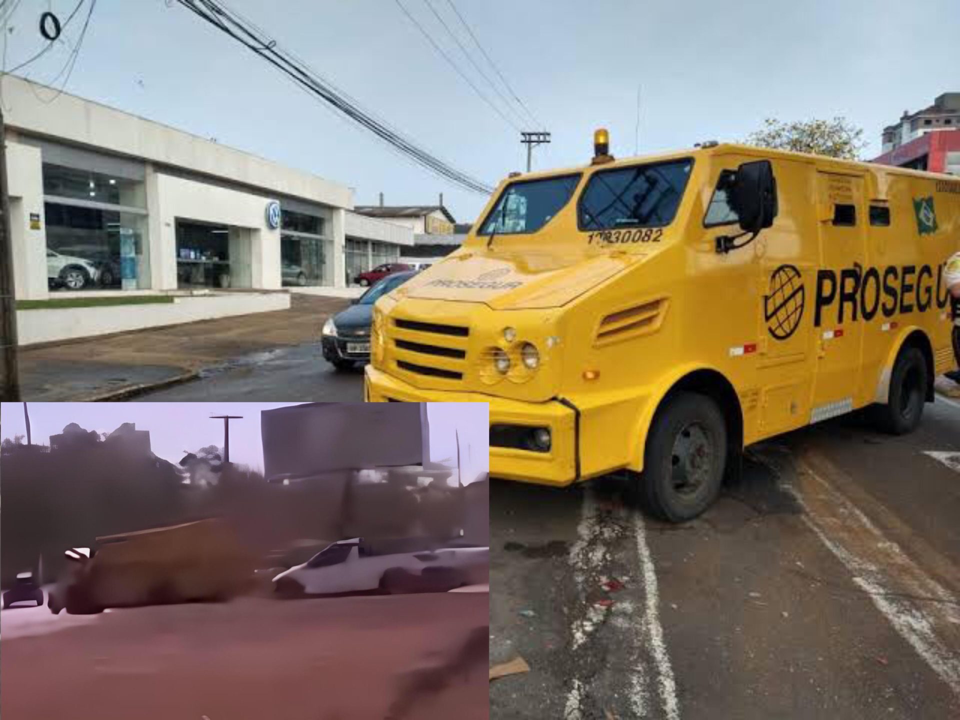 Carro-forte quebra em rotatória de Várzea Grande e seguidor brinca ...